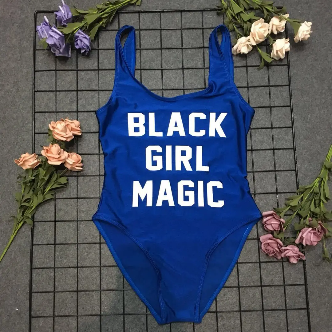 Black Girl Magic One-piece Swimsuit Wire Free No Padding Backless ...