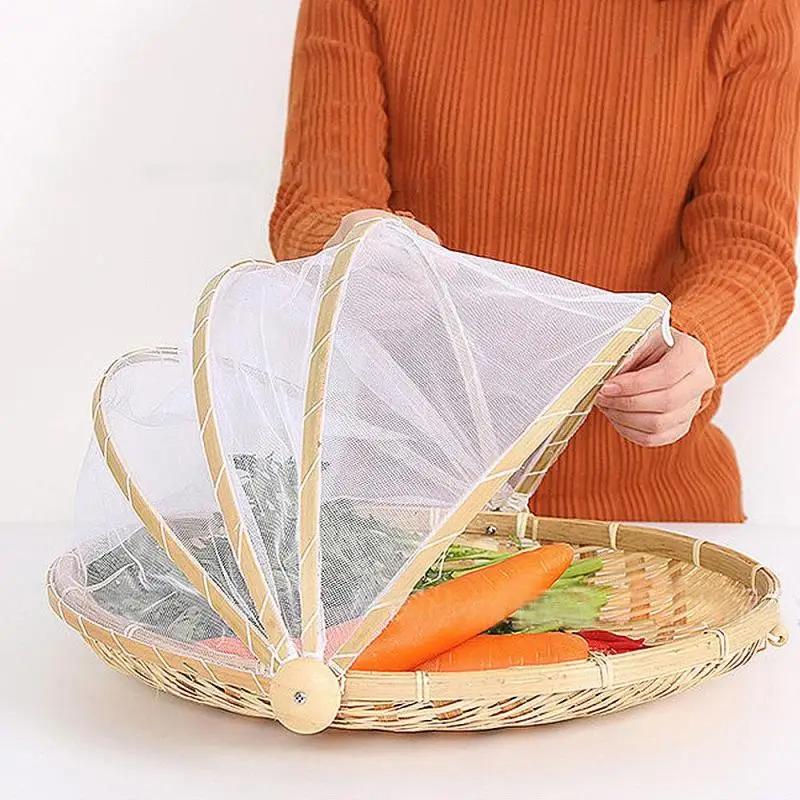 1 pcs Hand Woven Bug Proof Rectangular Basket Dustproof Picnic Basket ...