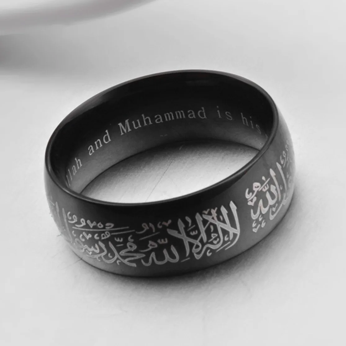 Men Muslim Islam Ring Religious Letter Signet Rings Stainless Steel ...