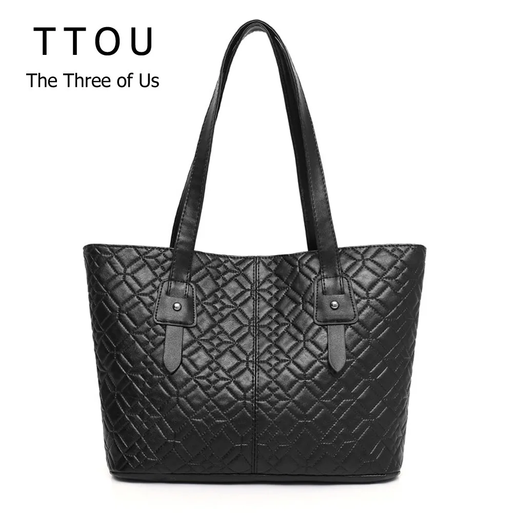 Ttou Fashion Pu Diamond Lattice Handbag Women Large Capacity Shoulder Bags Female High Quality