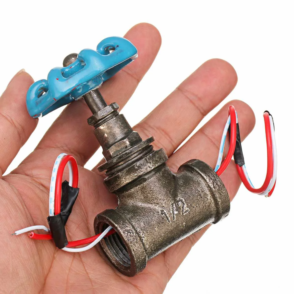 1/2 Inch Red Handle Stop Valve Light Switch With Wire For Water Pipe ...