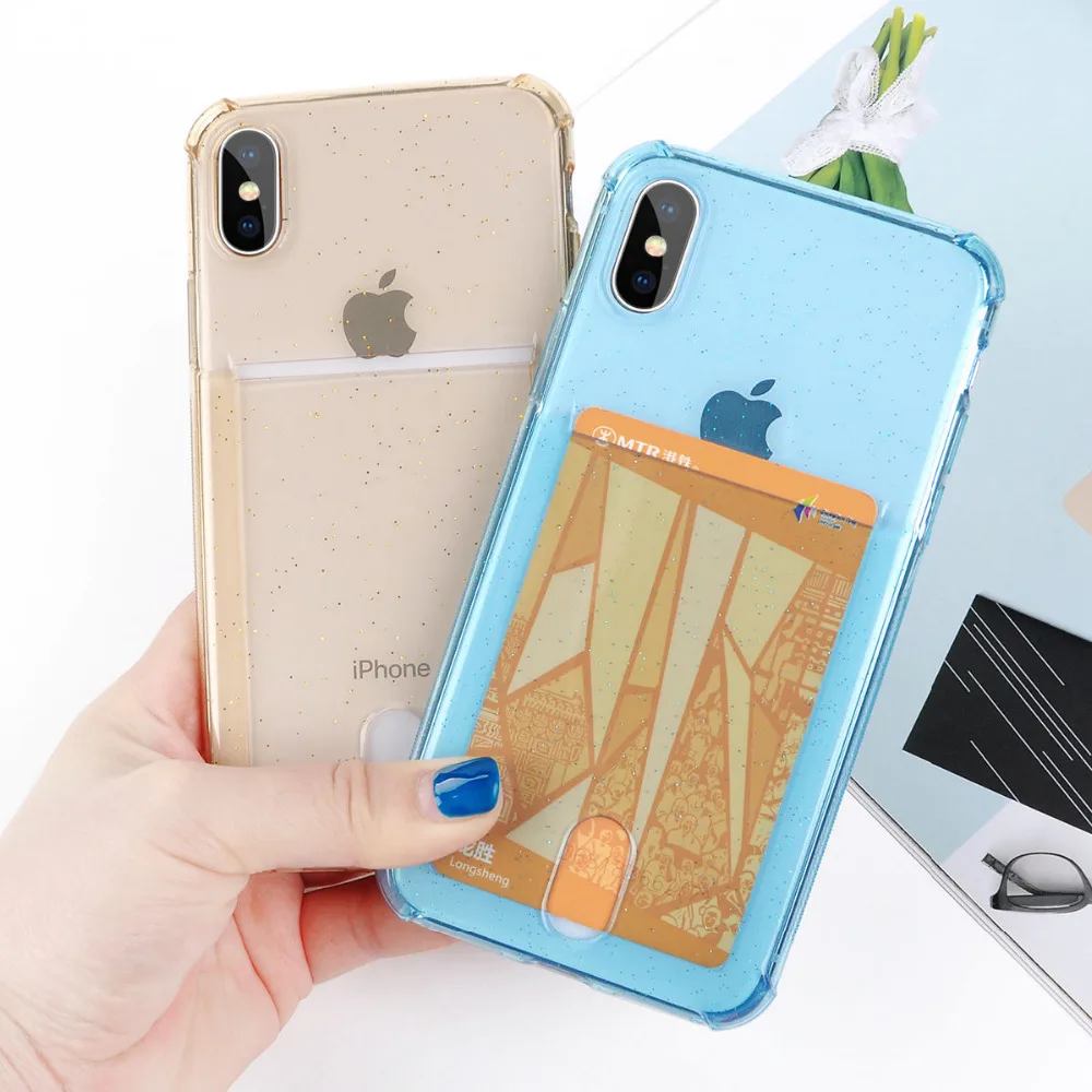 Funda transparente con tarjetero para iPhone, funda trasera de TPU ...