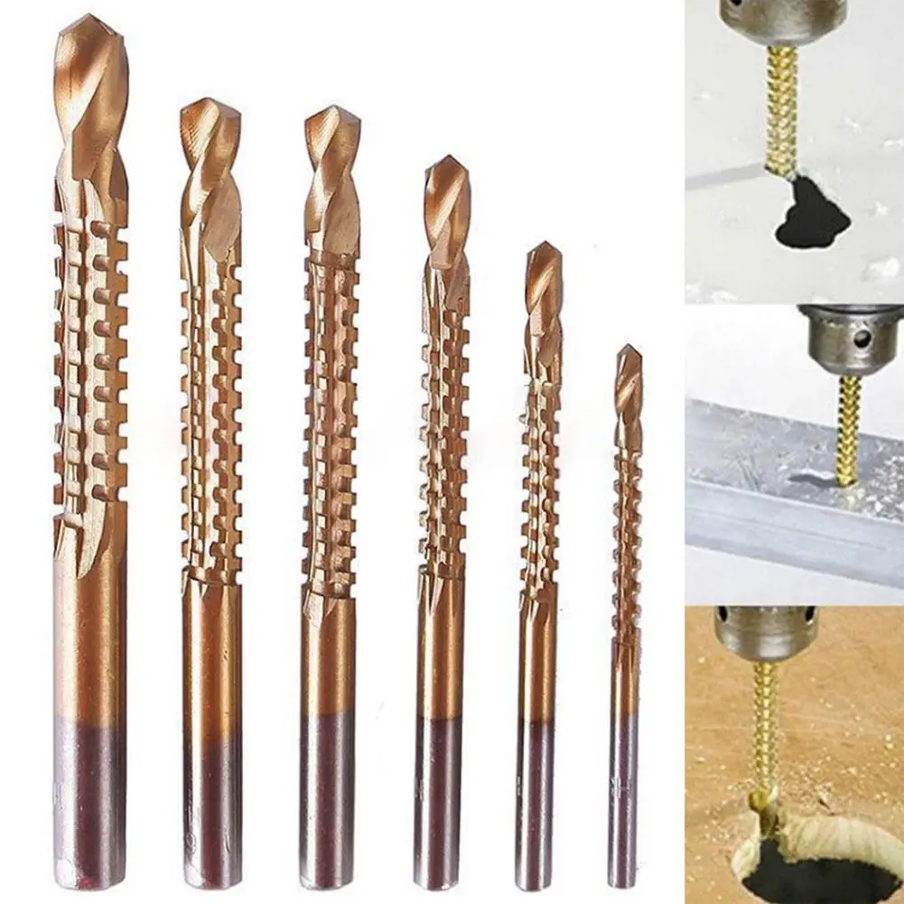 6Pcs/Set High Speed Steel Drill Bits Carpenter Woodworking Drilling Cut ...