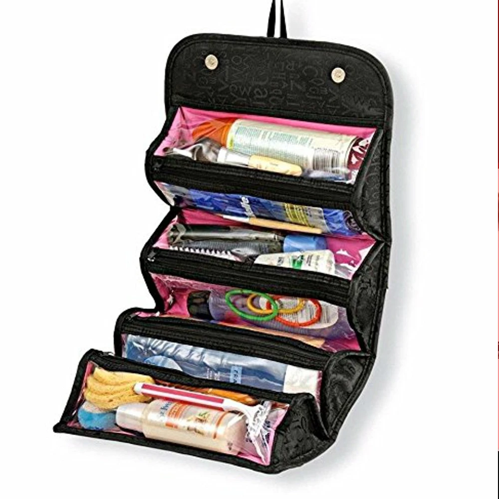Portable And Foldable Roll N Go Travel Buddy Cosmetic Toiletry Bag In