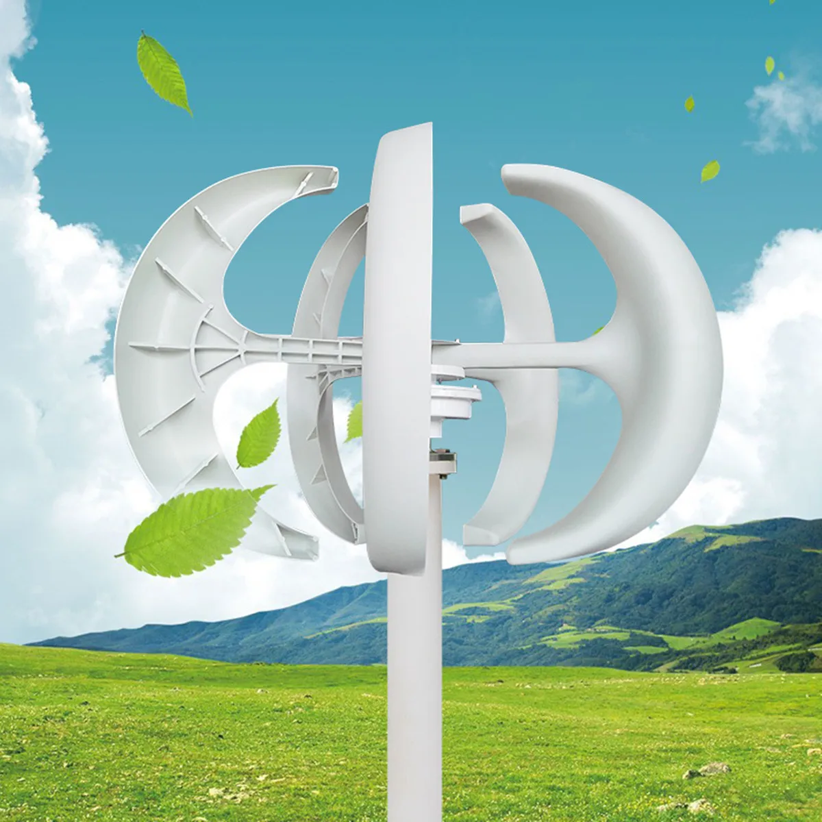 100-600W 12 24V Vertical Axis Wind Turbine Generator VAWT Boat Garden ...