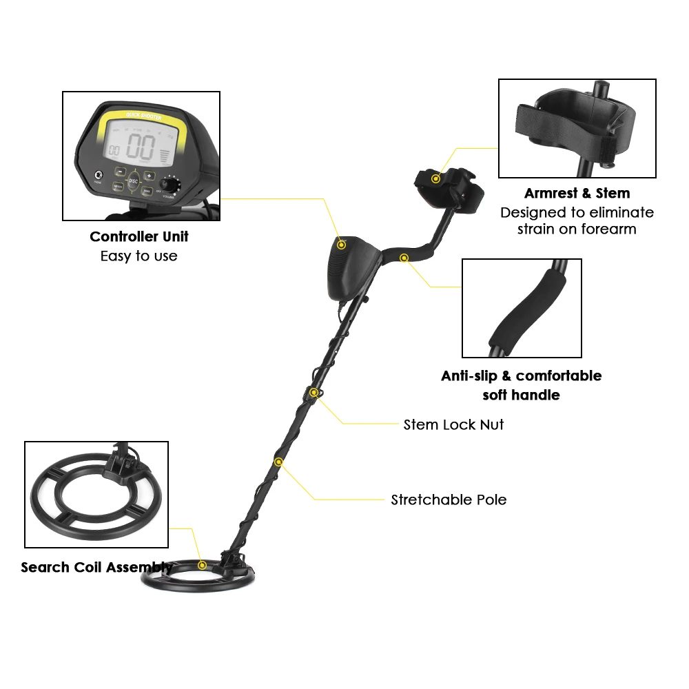 KKmoon MD3030 LCD Display Waterproof Depth Metal Detector Underground ...