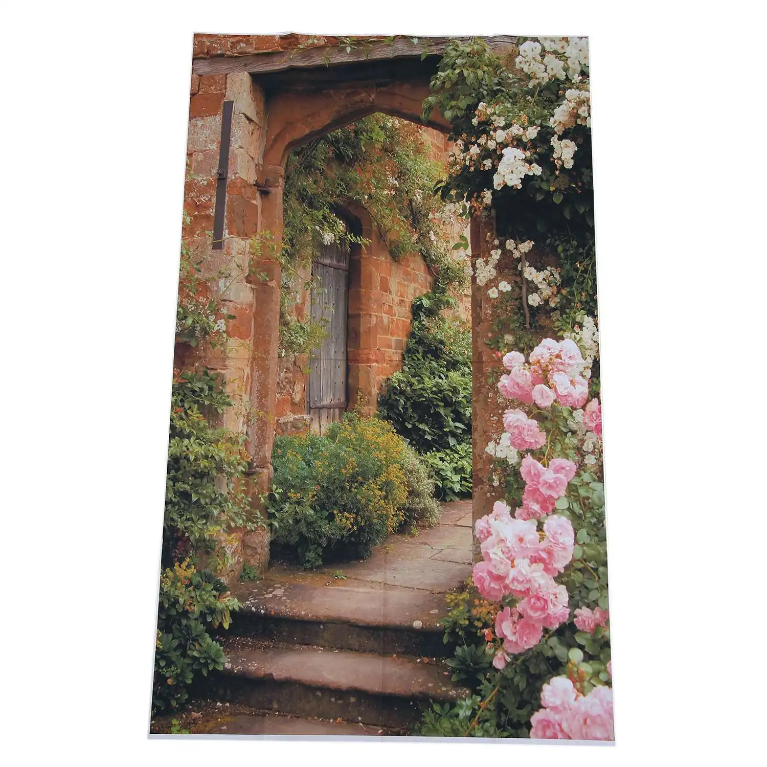 3x5ft Photo Backdrop Vinyl Collapsible Background Pink Rose Brick Arch ...