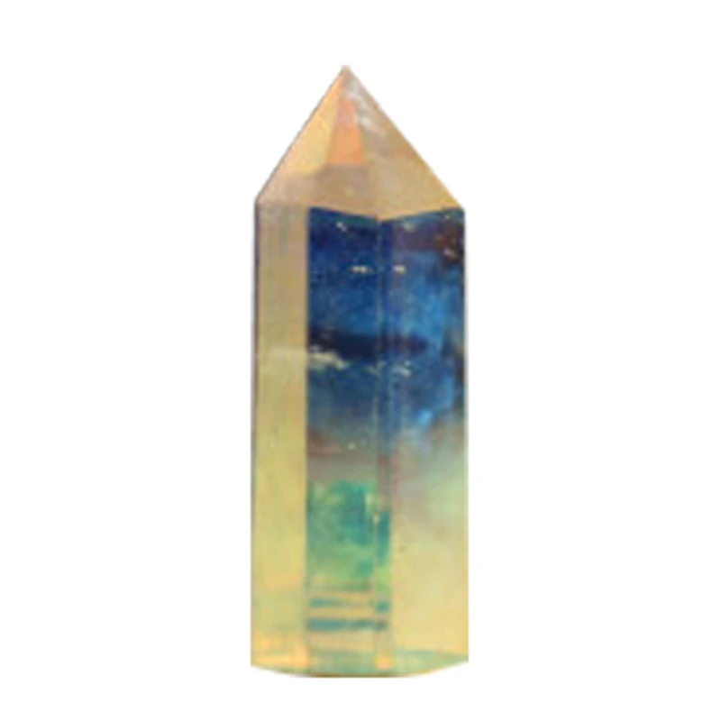 Decoração de prisma sextavado de pedra de fundição amarela de ponteiro ...