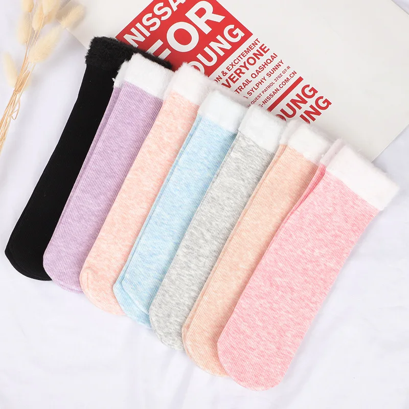 Winter Short Socks Women Thicken Thermal Wool Cashmere Females Snow ...