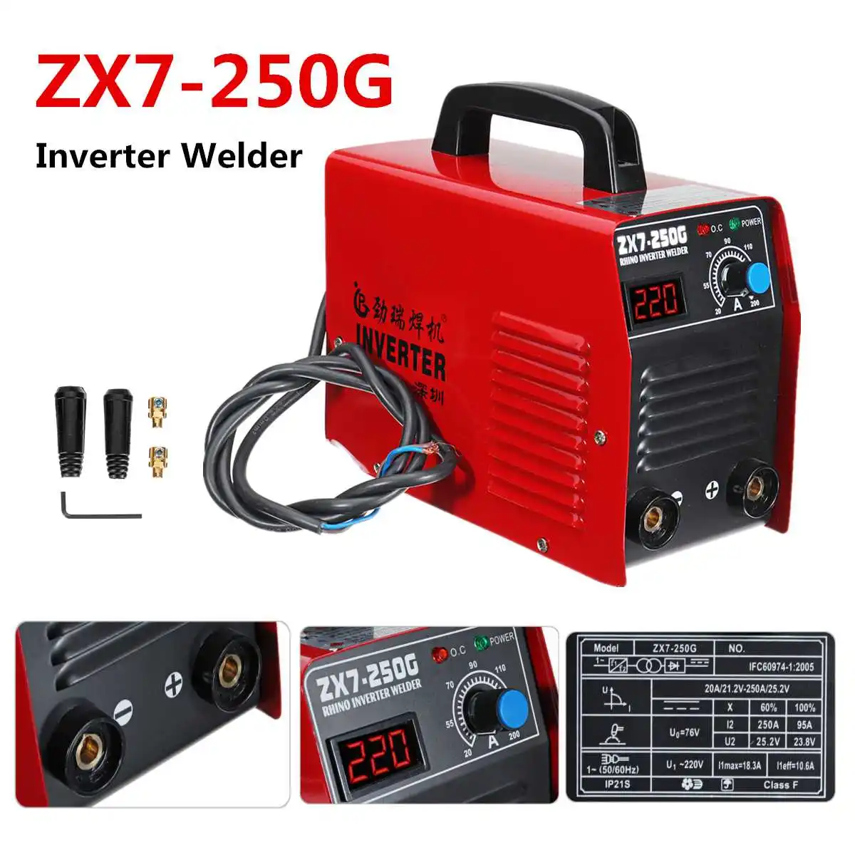 Portable Electric Welder ZX7 250G IGBT/MMA/ARC Inverter Power Welding ...