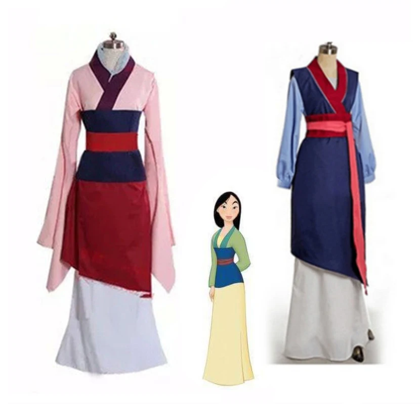 Robe de princesse du film Hua Mulan, bleu/rouge, pour filles/femmes ...