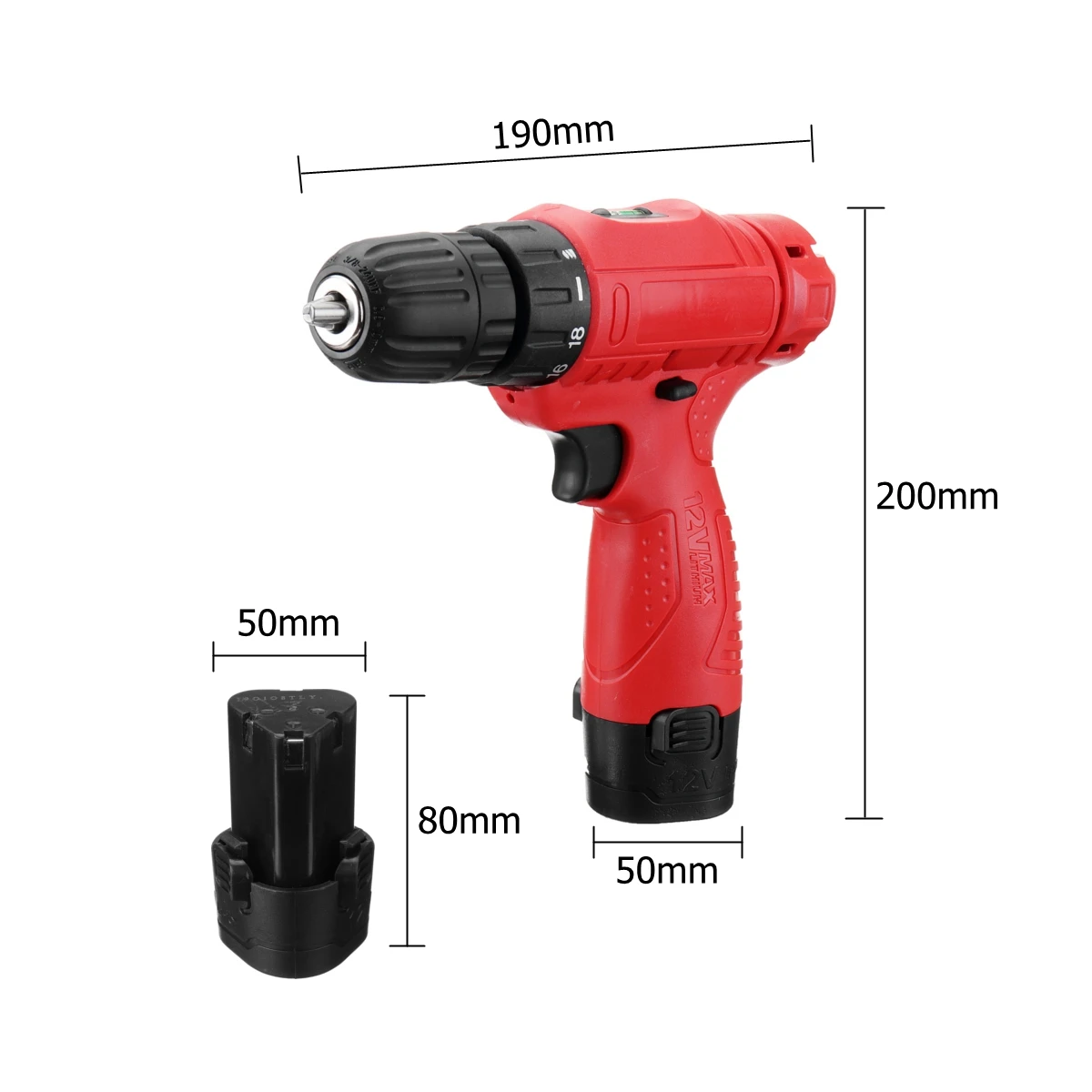 12V Hand Electric Drill Cordless Adjustment LED lighting Electric ...