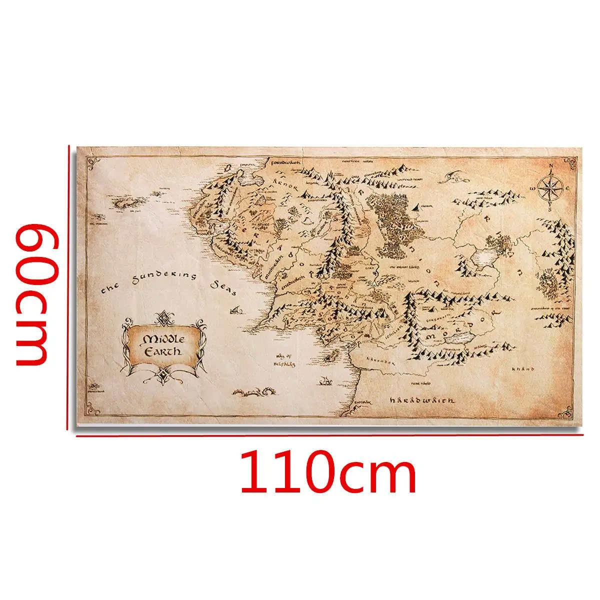 Vintage Design Map Middle Earth Silk Cloth Poster Living Room Home Bar ...