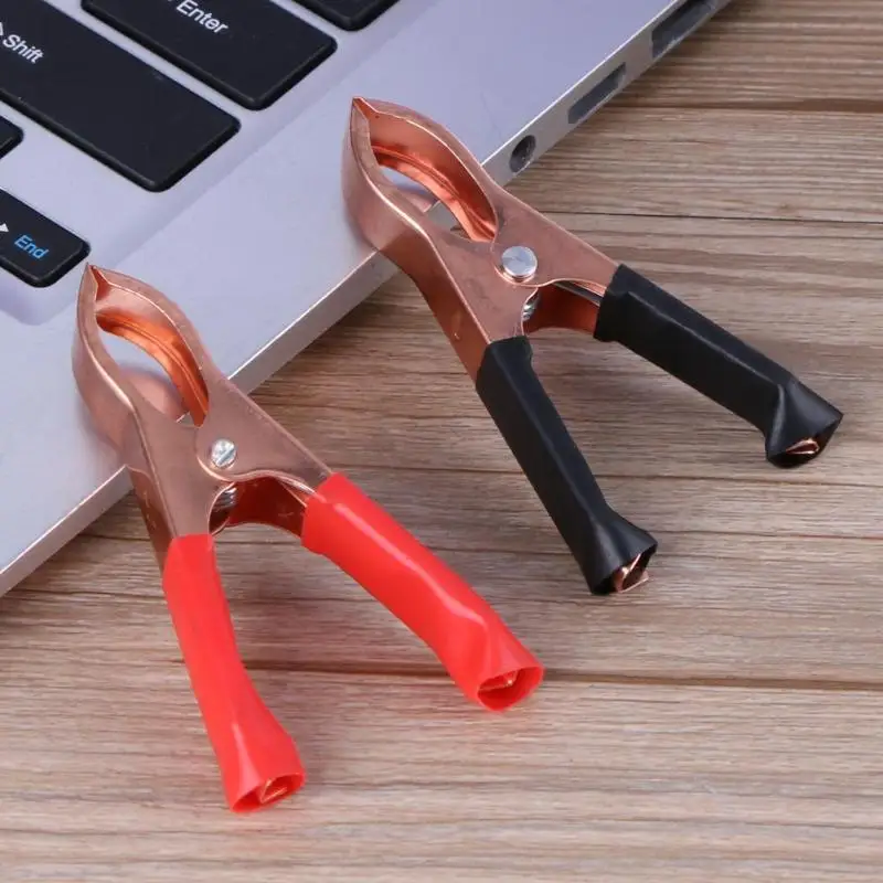 4Pcs 30A Red Black Crocodile Clamps 72/75mm Alligator Clip Handle Cable ...