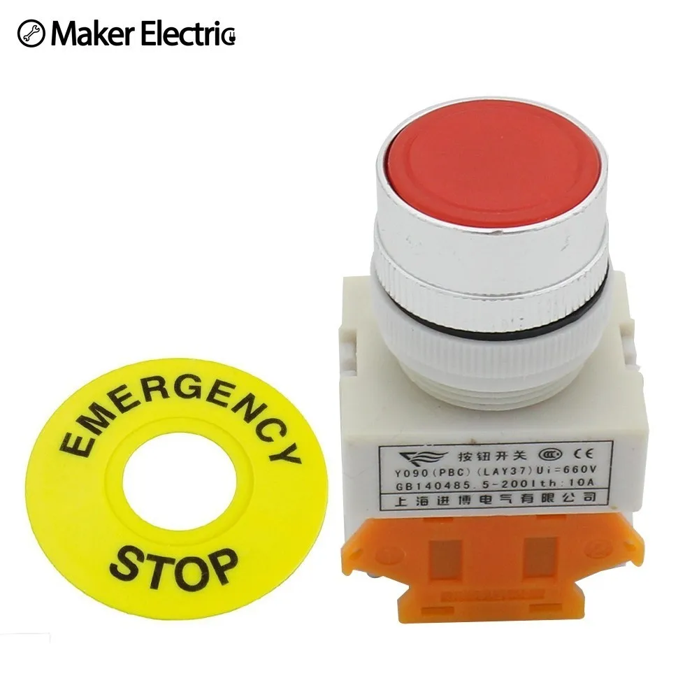 Red Right Red Mushroom Cap 1NO 1NC DPST Emergency Stop Push Button ...