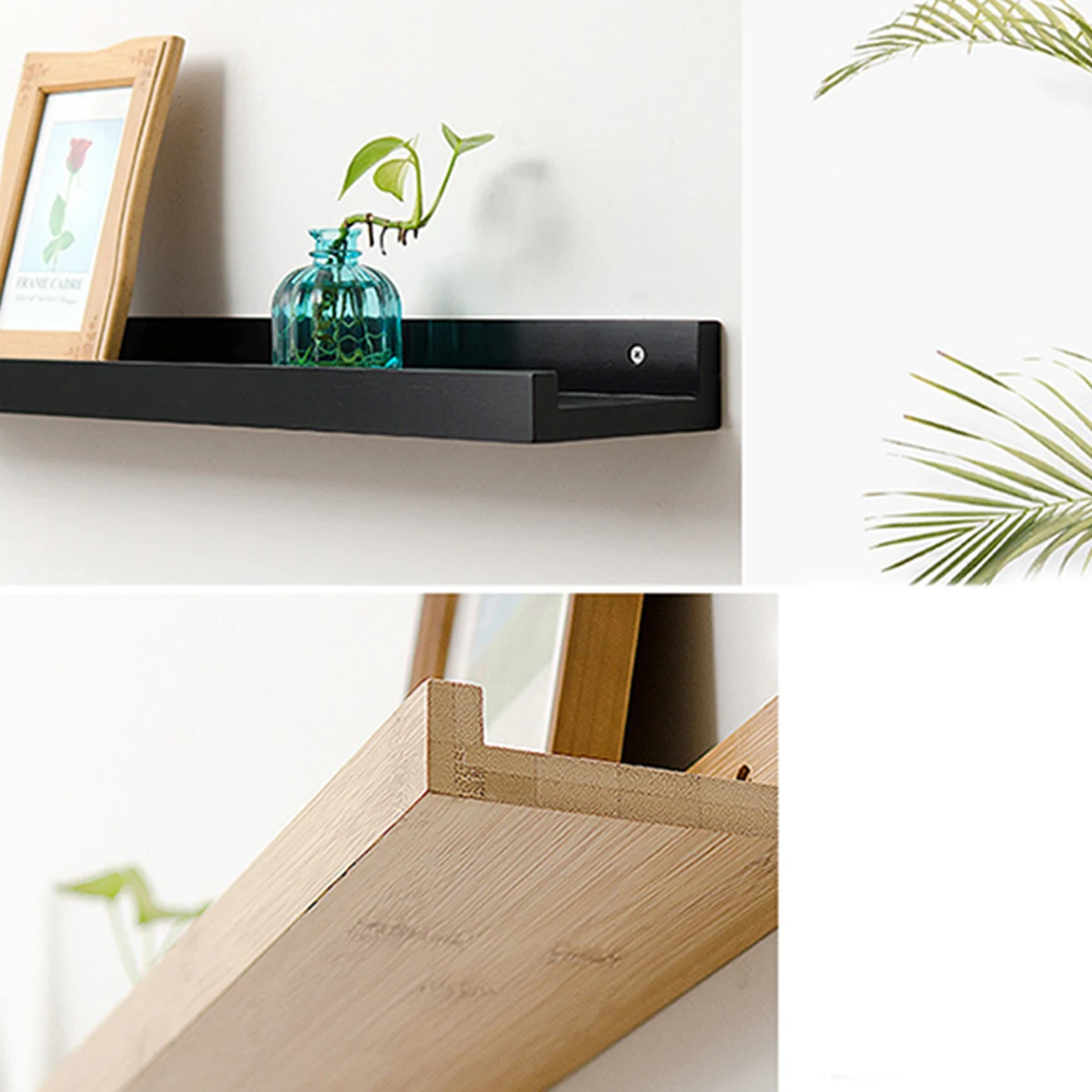 Bamboo Wall Shelf Floating Ledge Storage Wall Shelves Rack Wall Art for ...