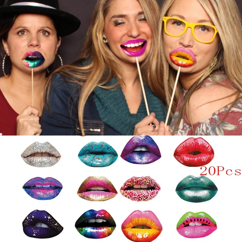 20Pcs/Lot Creative DIY Colorful Sexy Lips on A Stick Wedding Funny ...