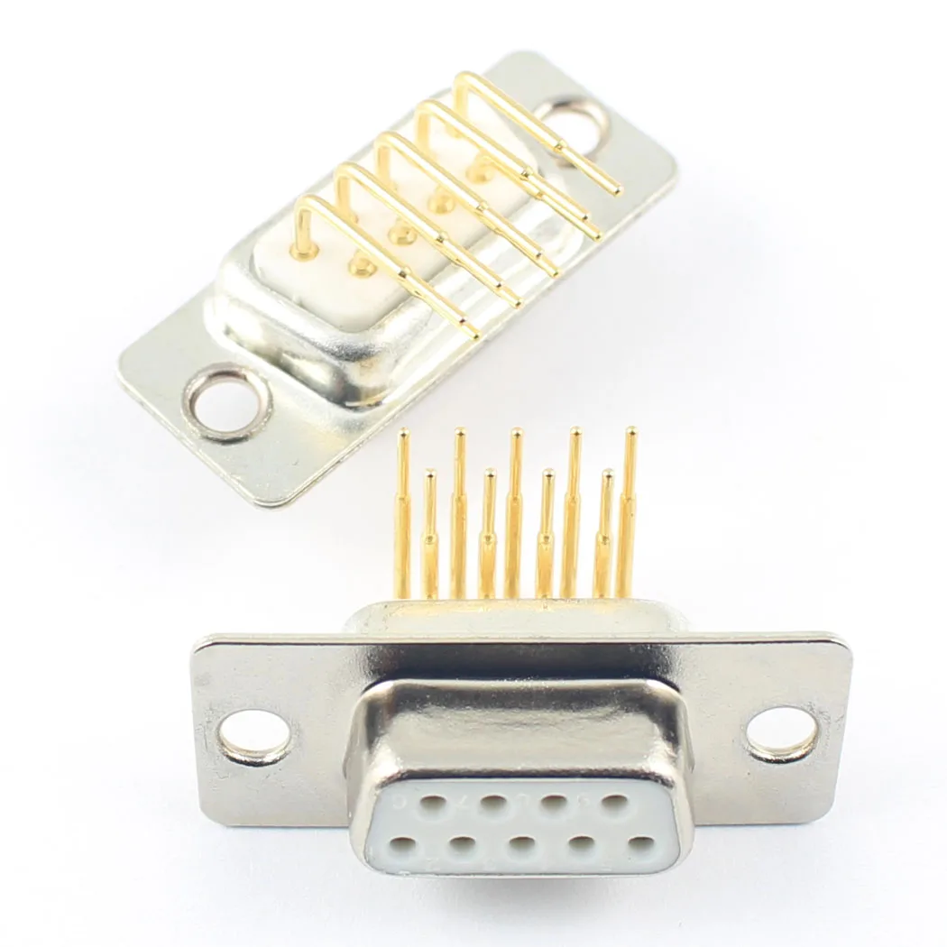 5pcs Gold Plated D-sub 9 Pin Female Right Angle Pcb Connector 2 Rows ...