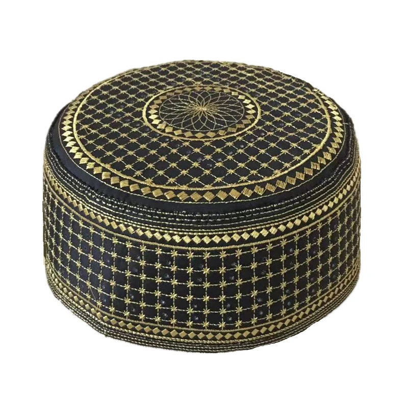 Black Muslim Hats Men Başörtüsü Arabic Turkish Topi Kufi Hat Jewish ...