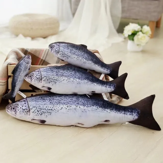 3D Creative Simulation salmon Fish Plush Toys Stuffed Plush Cartoon ...