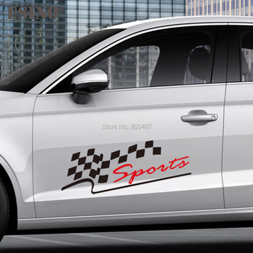 10 x New Chequered Sports Car Creative Accessory Auto Decal Cartoon Car ...