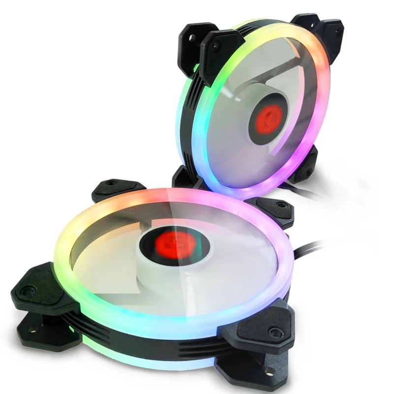 COOLMOON Computer Case PC Cooling Fan RGB Adjust LED 120mm Quiet High ...