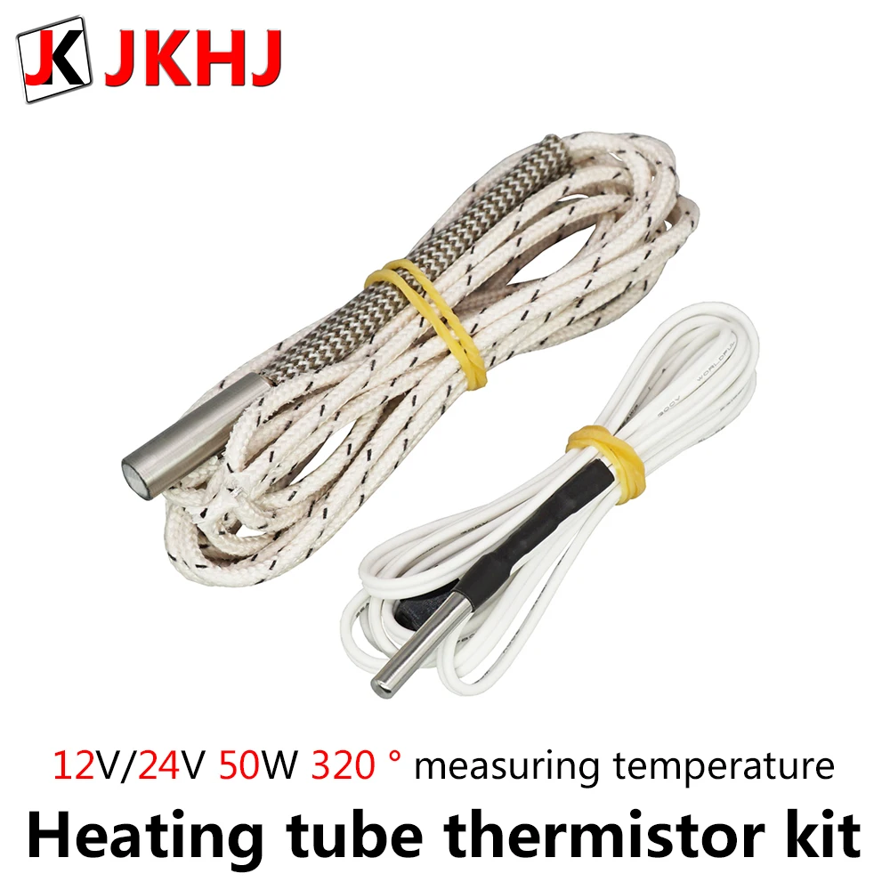 Heater Cartridge 12V/24V 50W Heating Tube Thermistor Kit 320℃ Heating ...