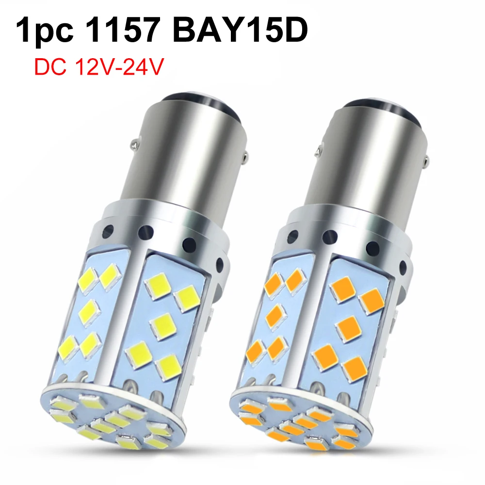 1pc BAY15D 1157 P21/5W LED 3030 SMD 35 LED Bulbs White Amber Yellow ...