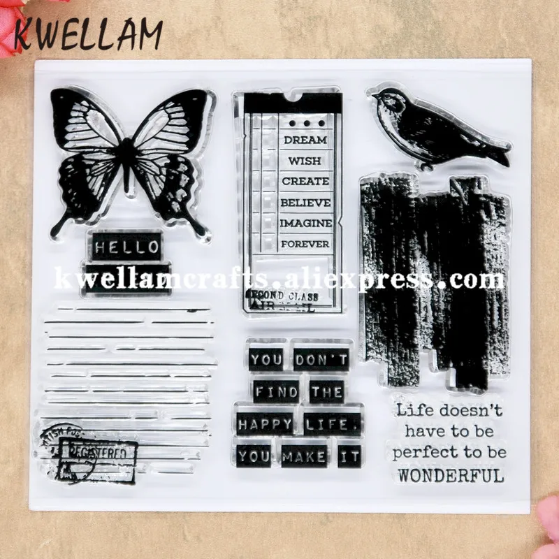 HELLO-DREAM-WISH-FOREVER-Butterfly-Bird-Scrapbook-DIY-photo-cards ...