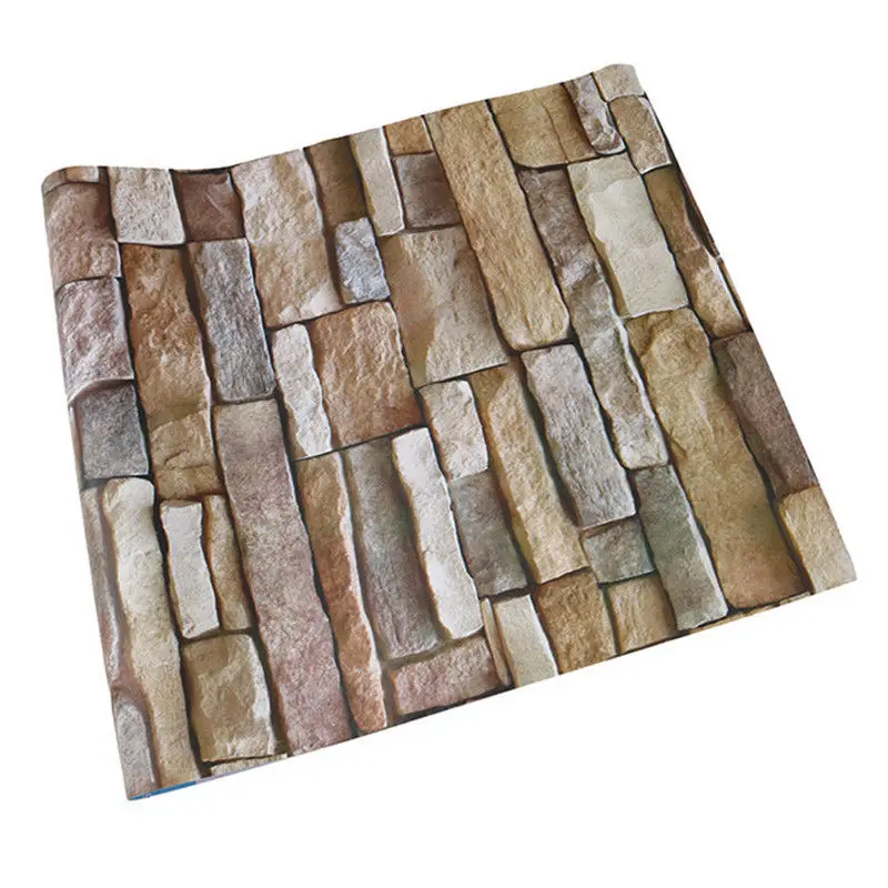 Wall-Stickers-Wallpaper-3D-Wall-Paper-Brick-Stone-Rustic-Effect-Self ...