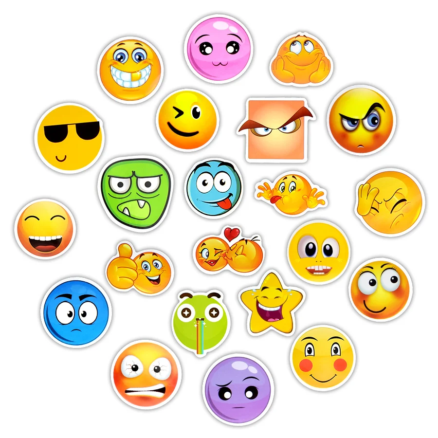 50 PCS Emoji Stickers Toys for Kids Emoticon Smile Face Cute Cartoon ...