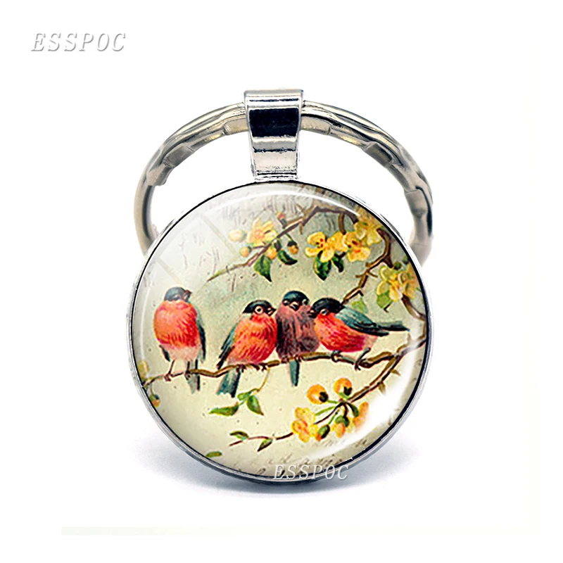 Robin-Redbreast-Keychain-Friendship-Keyring-Cabochon-Glass-Gift ...