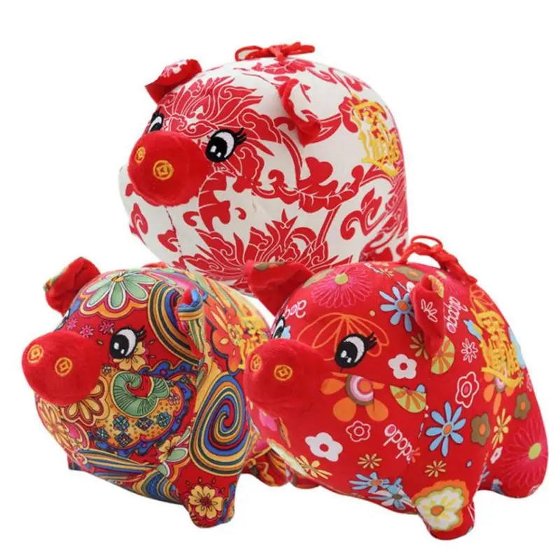 2019 Pig Year Kawaii China Dress Mascot Pig Plush Pig in Tang suit Soft ...