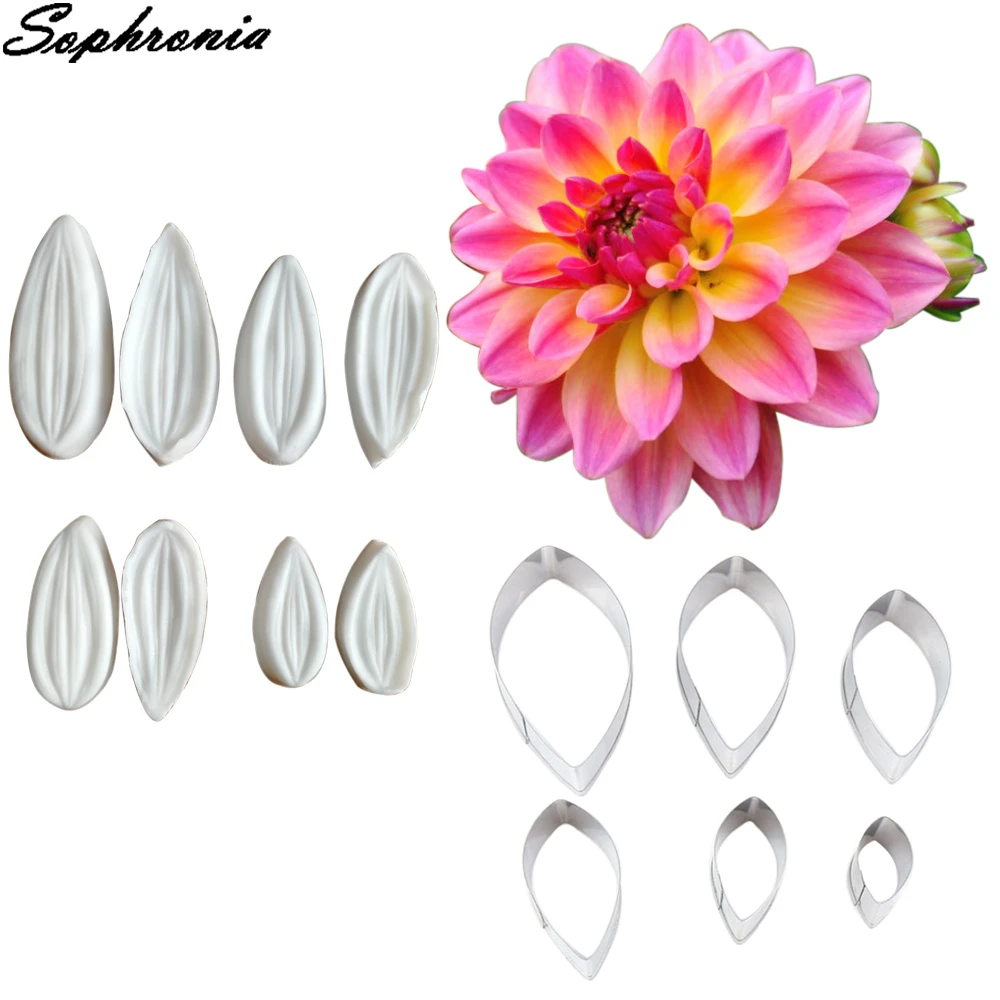 Dahlia Petal Veiner & Cutter Silicone Mold Fondant Mould Cake ...