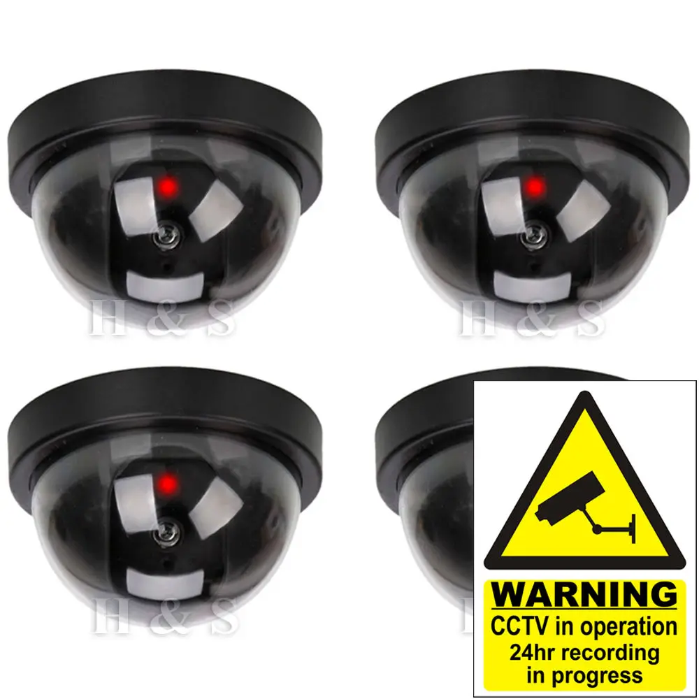 4x Fake Dummy CCTV Dome Security Camera Flashing LED Indoor Outdoor ...