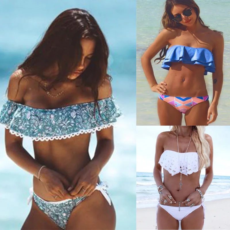 Traje de baño mujeres baño traje de mujer 2018 Bandeau Sexy Bikini mujer brasileño playa traje ...