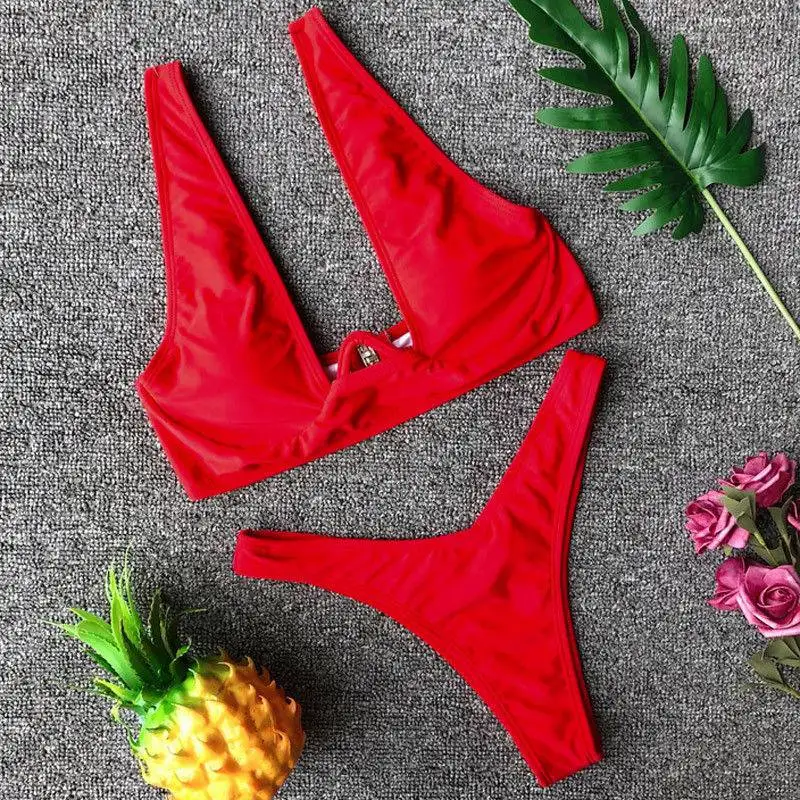 2019 New Sexy Mulheres Empurre Acolchoado Up Bikini Sets Sólidos