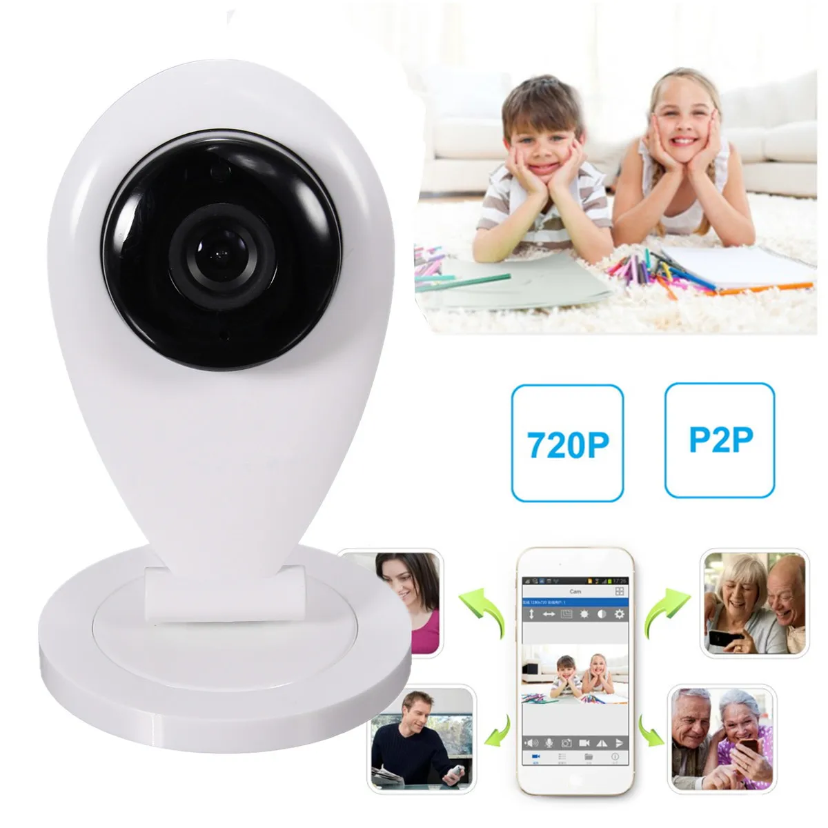 WiFi Camera DC5V/1A Powered 720P Full HD Outdoor Indoor Security IP Cam ...
