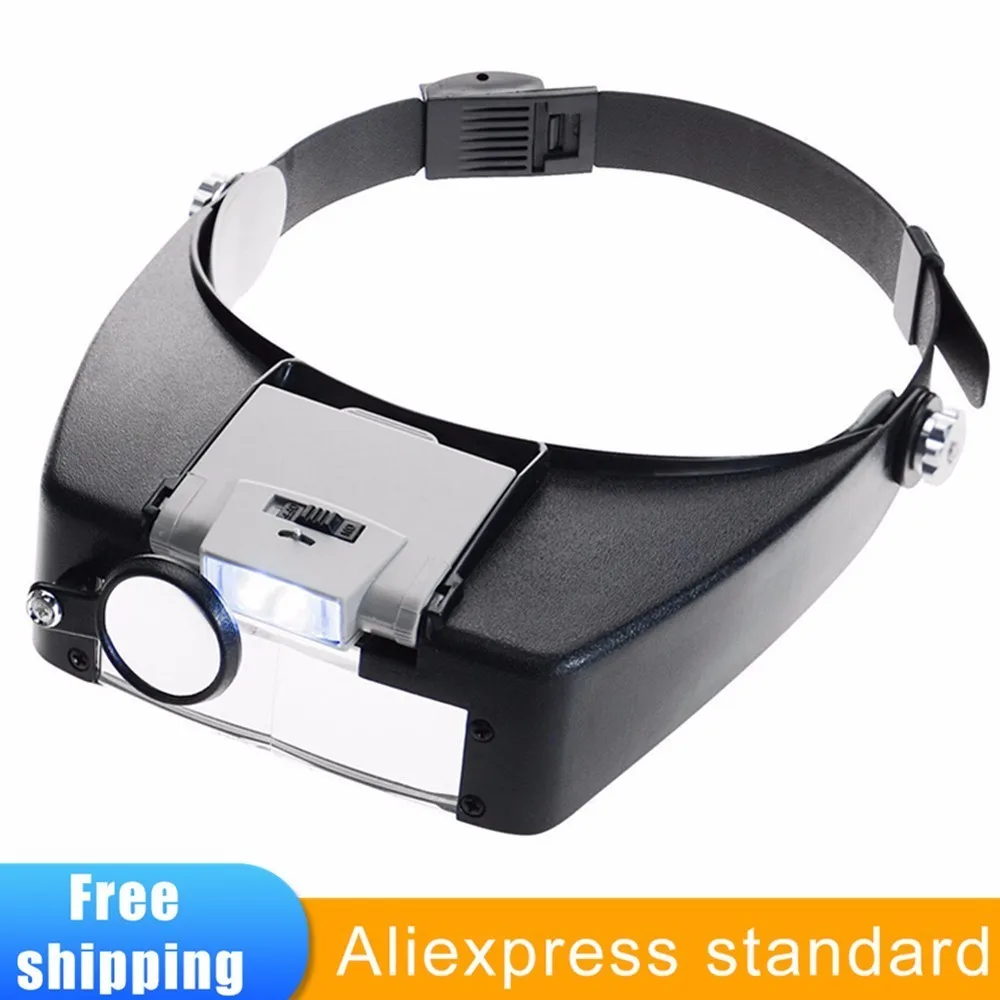 Headband Magnifier Led Light Head Lamp Magnifying Glass Jeweler Loupe 