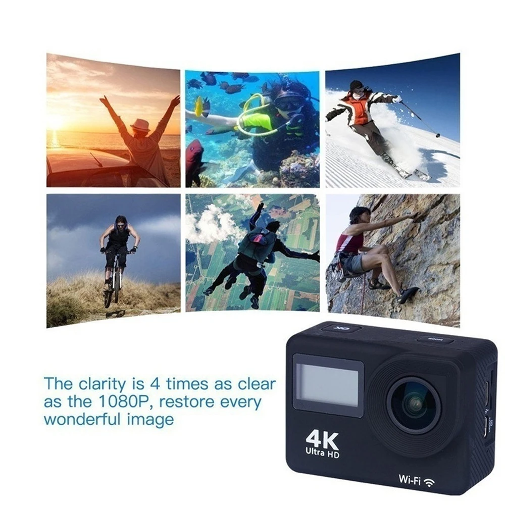4K Touchscreen WiFi Action Camera Dual Screen Ultra HD 30M Waterproof ...