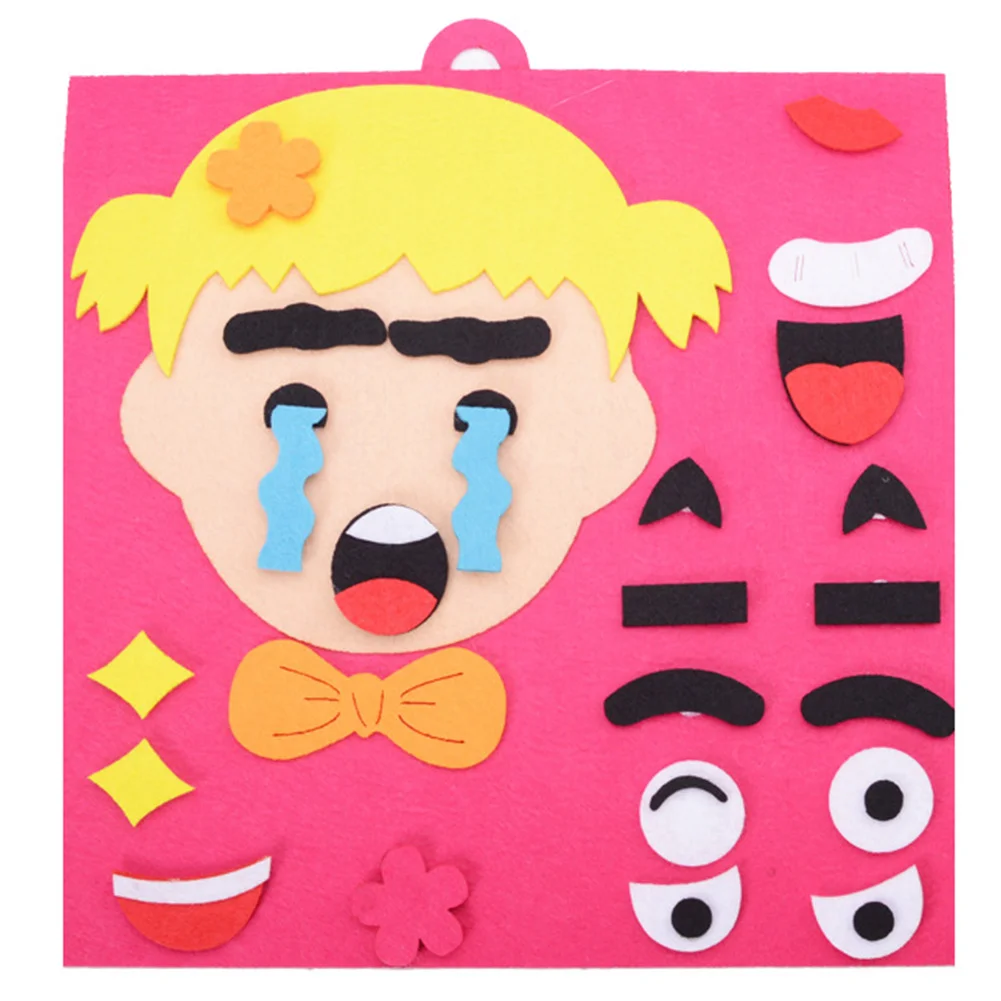 Kids Children Cloth Fabric Figures Facial Expression Emotion Change DIY ...
