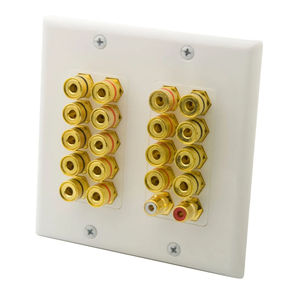 2 gang decorative style 9.2 sound box speaker banana wall plate face ...