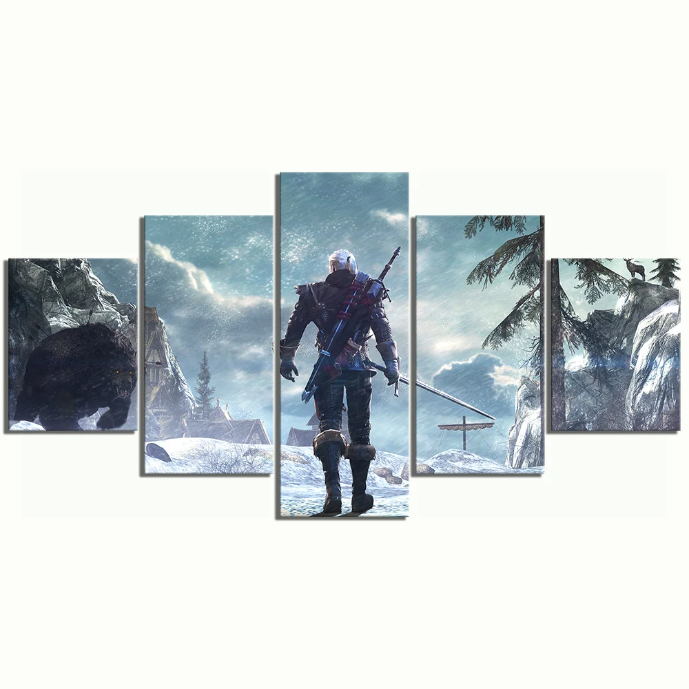 5 Piece The Witcher 3 Wild Hunt Game Poster Artwork Paintings Canvas ...