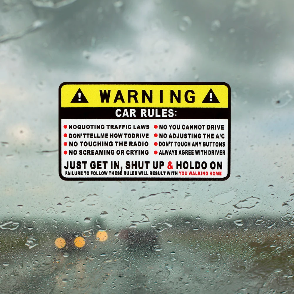 1 Piece Car Sticker Car Safety Warning Rules Sticker PVC Decal Exterior ...
