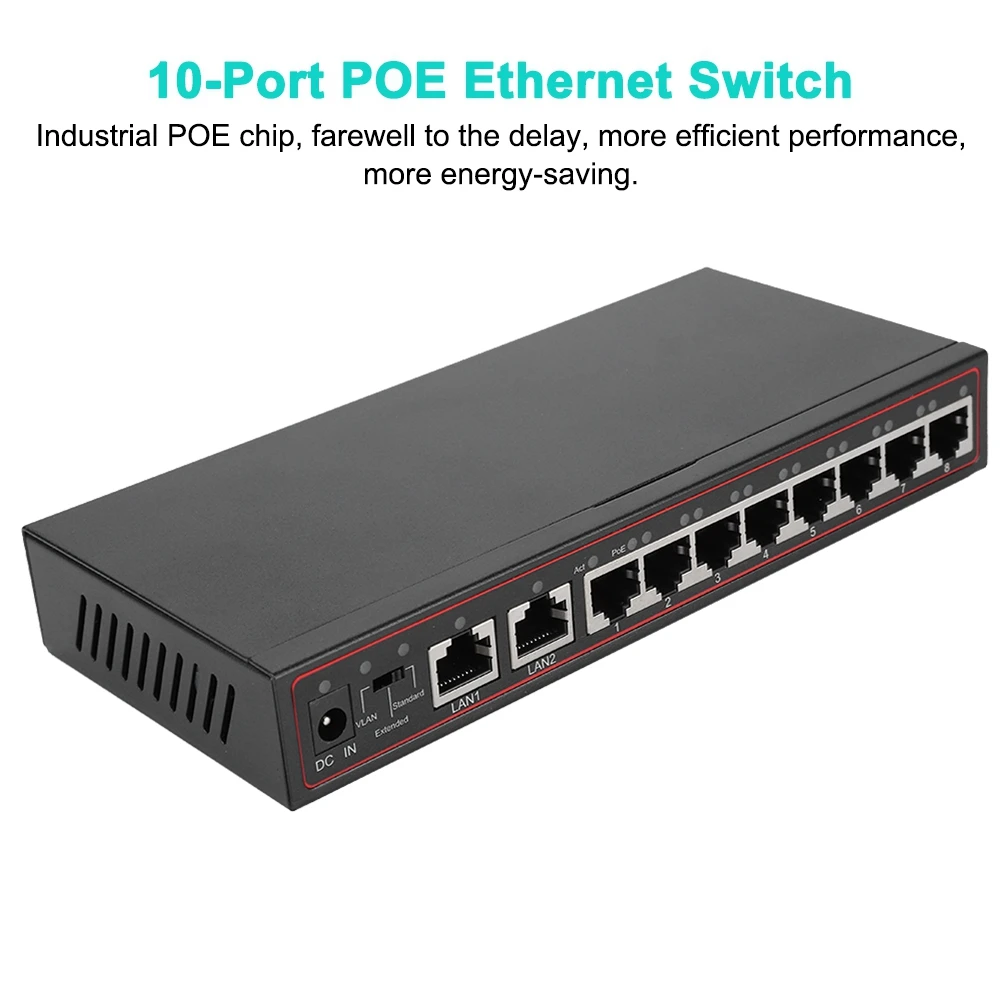 220V 10-Port SPOE VLAN Injector Power POE Ethernet Switch with 250M ...