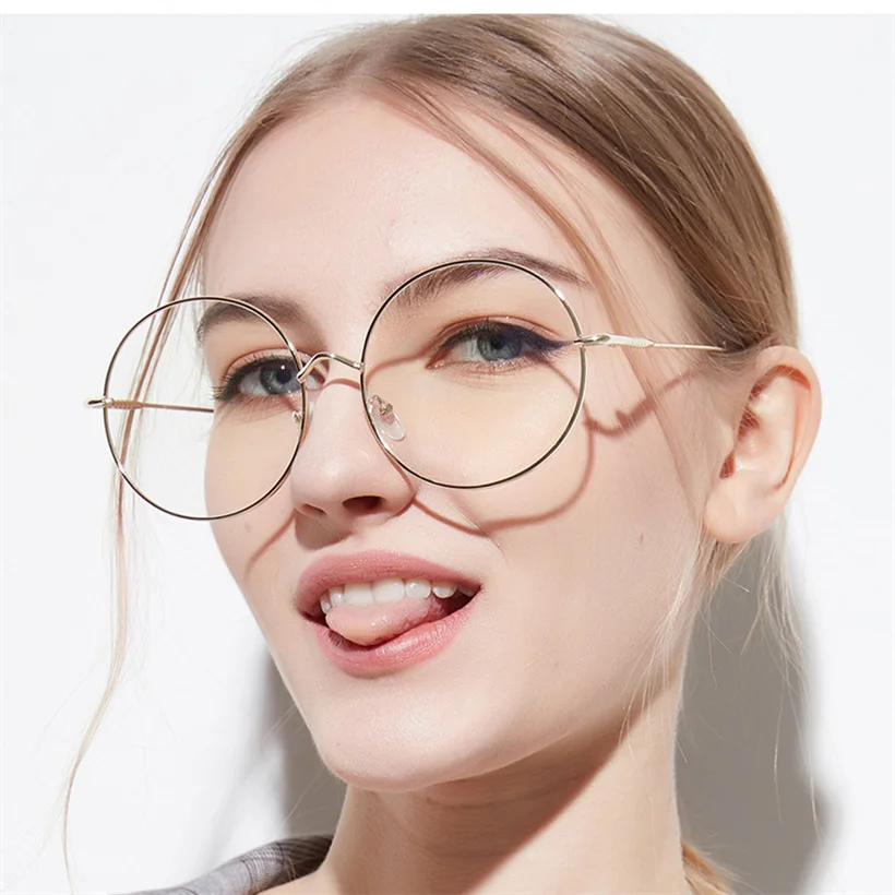 XojoX Oversized Round Glasses Frame Women Men Fashion Transparent 