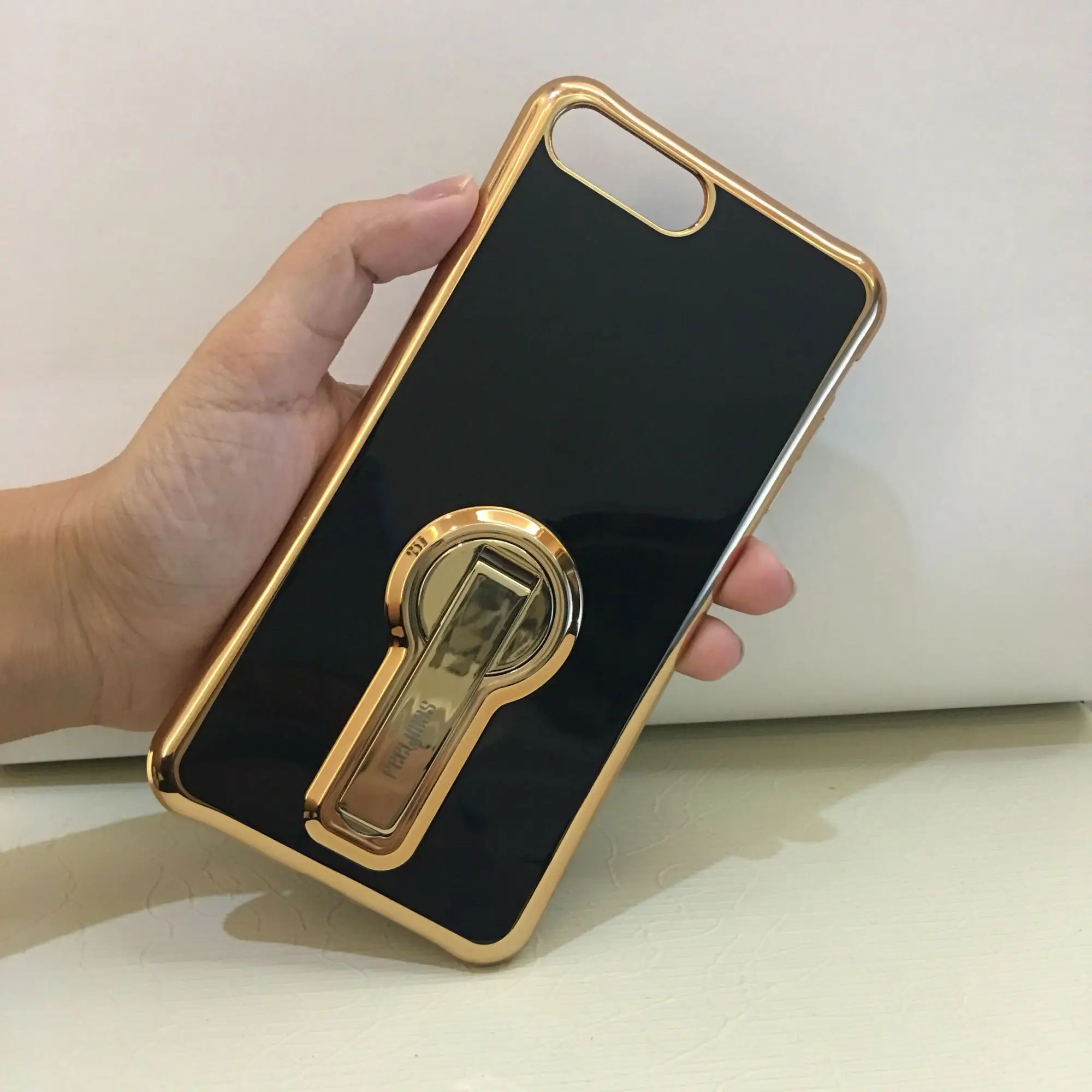 Phone case for iPhone 8 plus Gold Case with PC 360 free rotating Stand ...