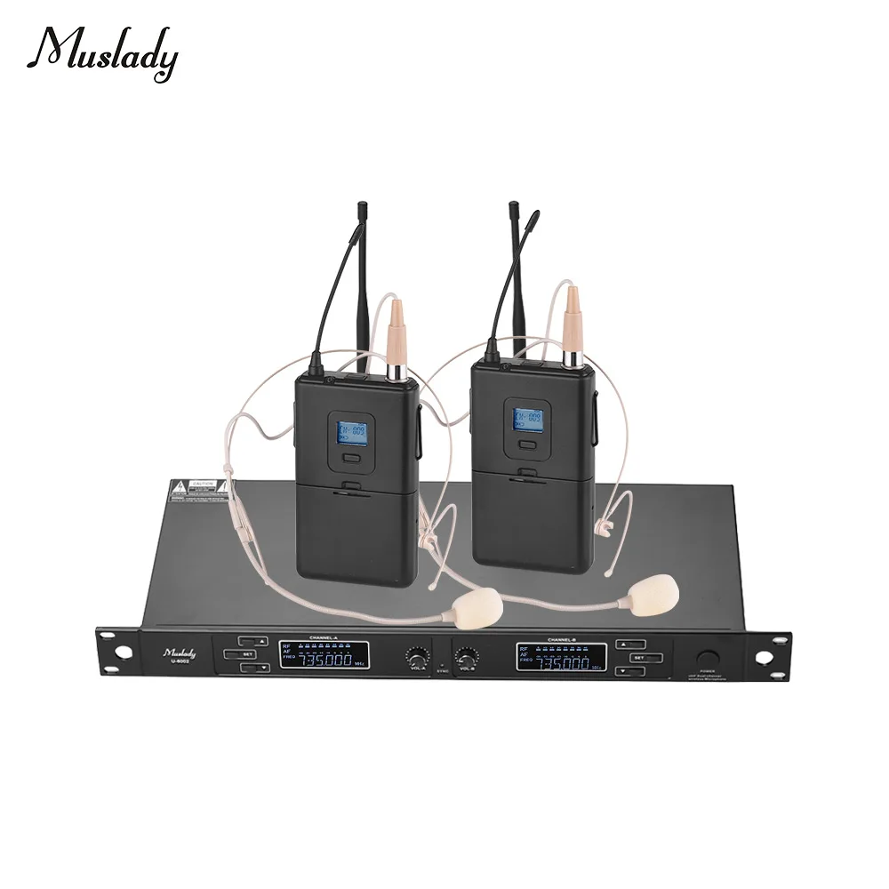Muslady U 6002 Dual Channel UHF Wireless Microphone System with 2 ...