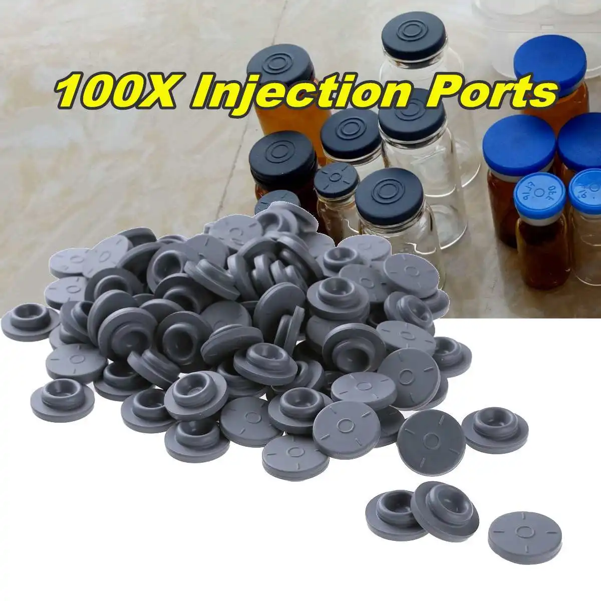 100Pcs/Lot Rubber Bottle Glass Stopper 20mm Self Healing Injection ...