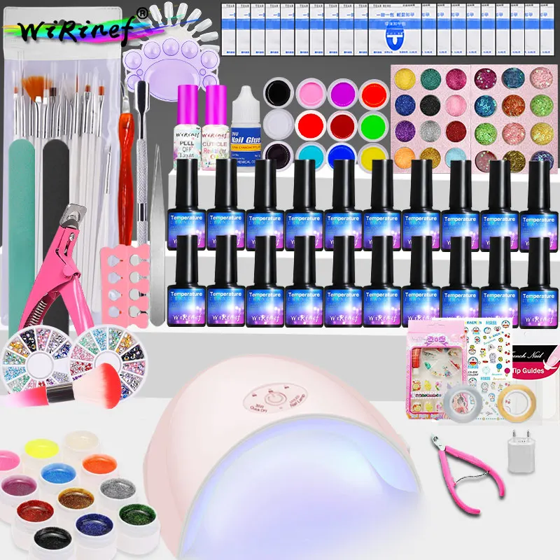 WiRinef Full Nails Tools Set Fashion Nail Gel Polish 36w Dryer Nail ...